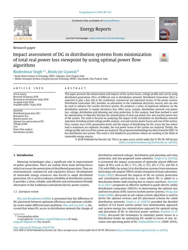 Impact Assessment of DG in Distribution Systems From Minimization of Total Real Power Loss ...
