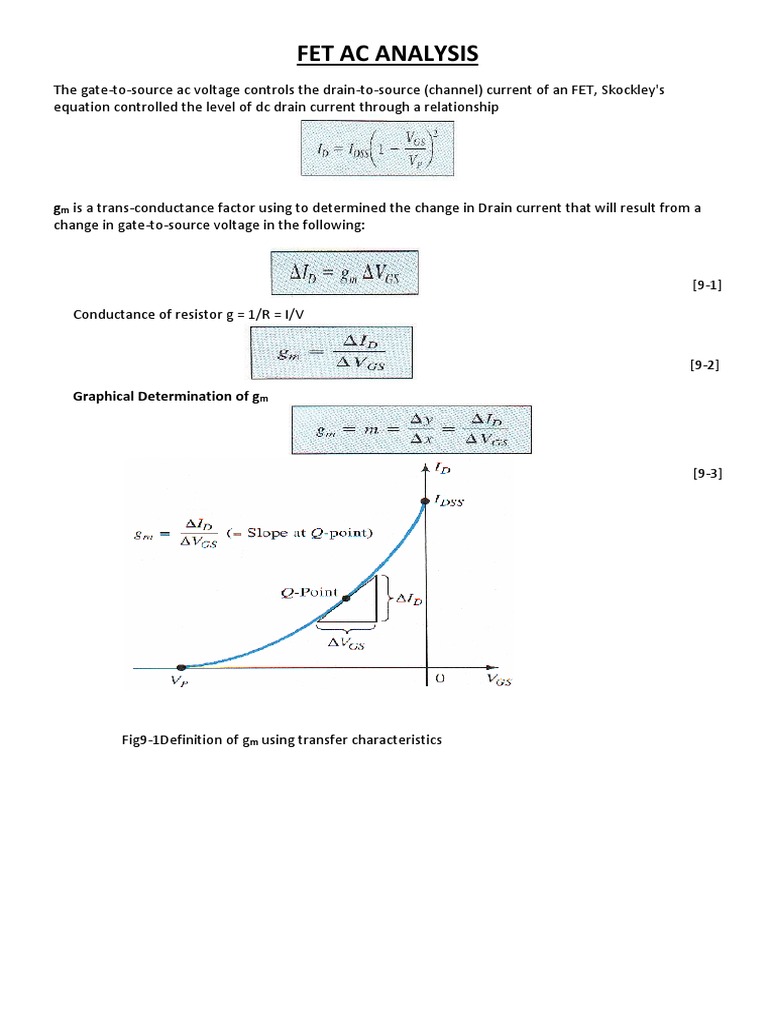 FET AC Analysis Fundamentals | PDF | Field Effect Transistor | Mosfet