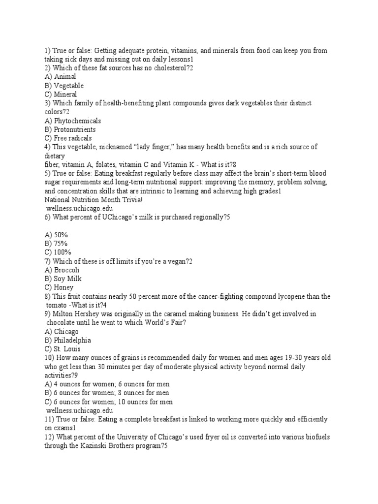 Nutrition Quiz Reviewer 1 | PDF | Saturated Fat | Diet & Nutrition