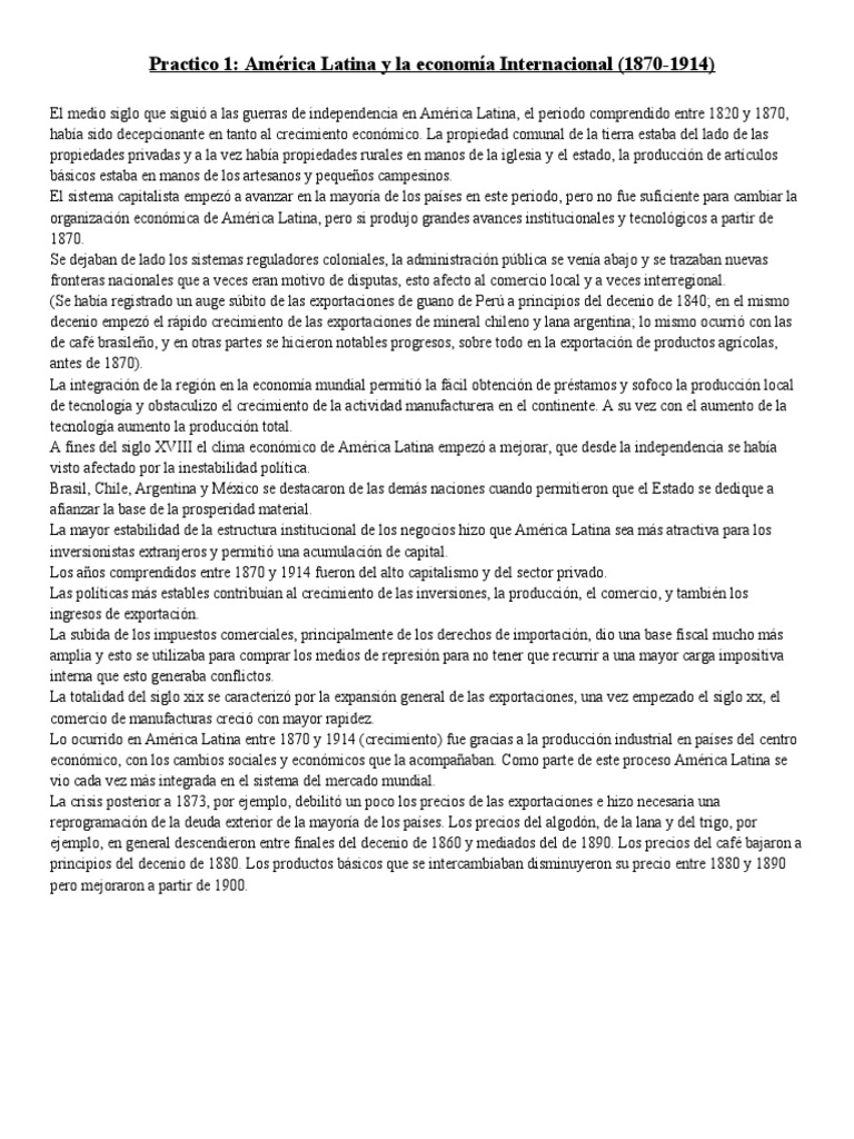 Crecimiento Económico en América Latina (1870-1914) | PDF | America ...