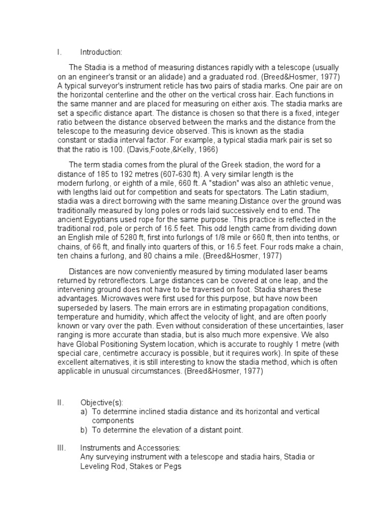 Lab Ex5 Inclined Stadia Sights | PDF | Stadium | Surveying
