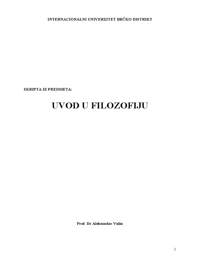 Uvod U Filozofiju-Skripta | PDF