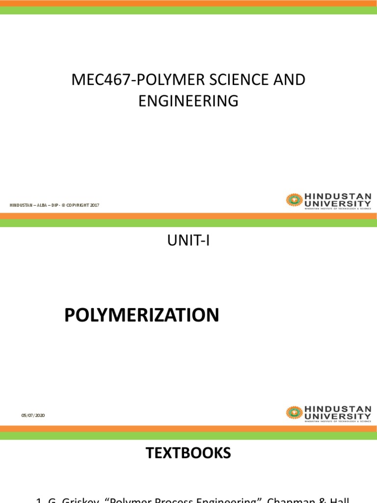 Unit 1 Polymer Science | PDF | Copolymer | Polymerization