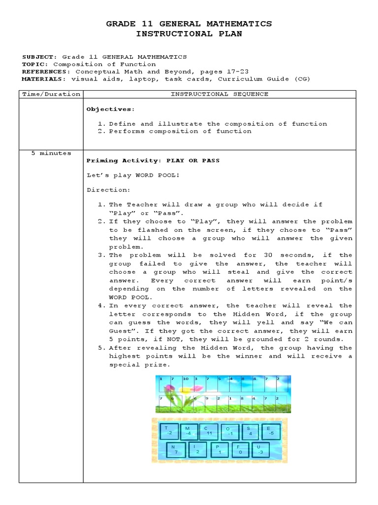 Grade 11 General Mathematics Instructional Plan | PDF | Function (Mathematics) | Teaching ...