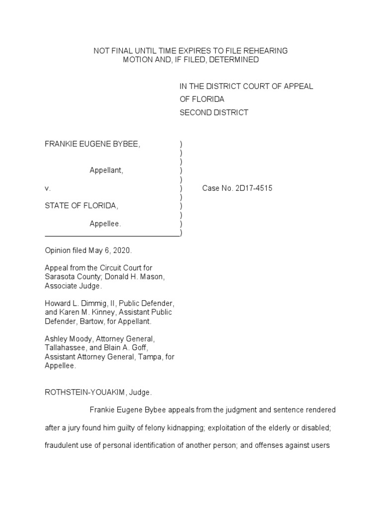 Frank Bybee Florida Second District Court of | PDF | Sentence (Law ...