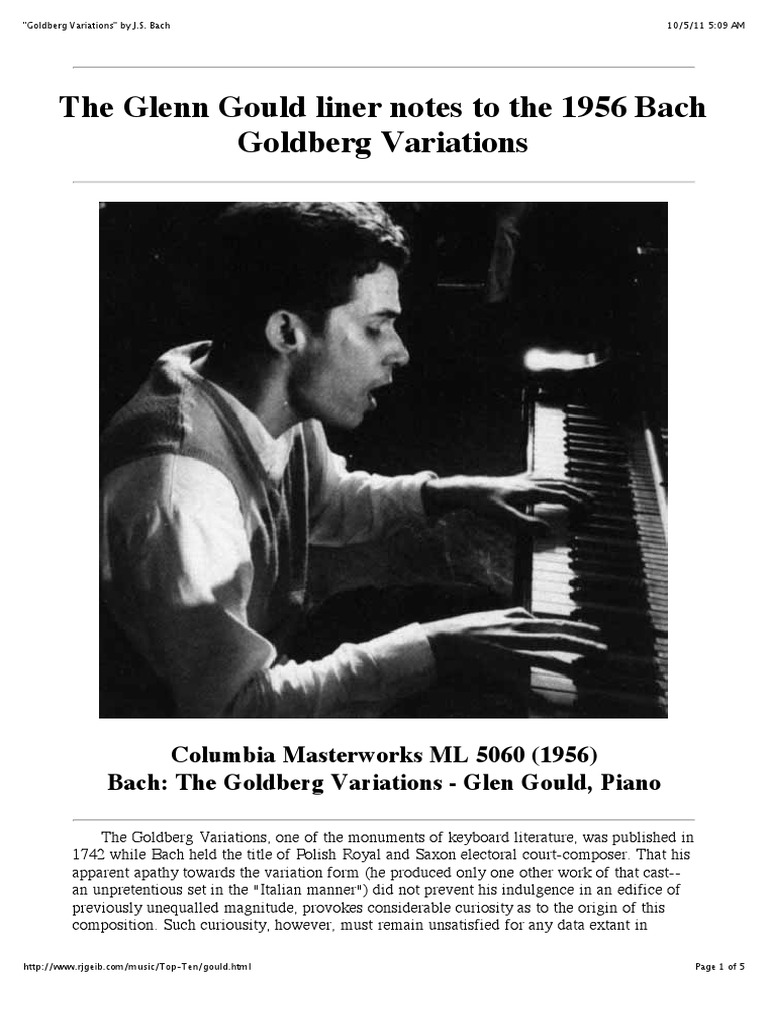 "Goldberg Variations" by J.S. Bach | PDF | Goldberg Variations ...