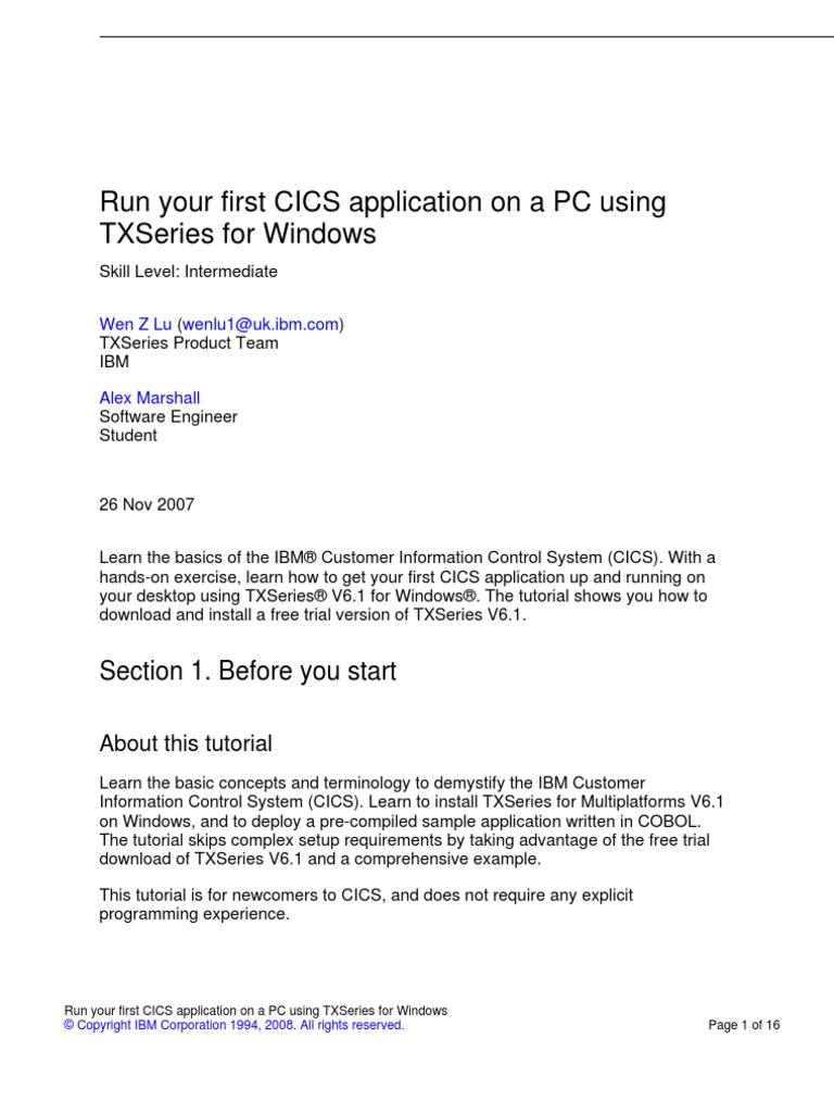 Run Your First CICS Application On A PC Using TXSeries For Windows | PDF | Database Transaction ...
