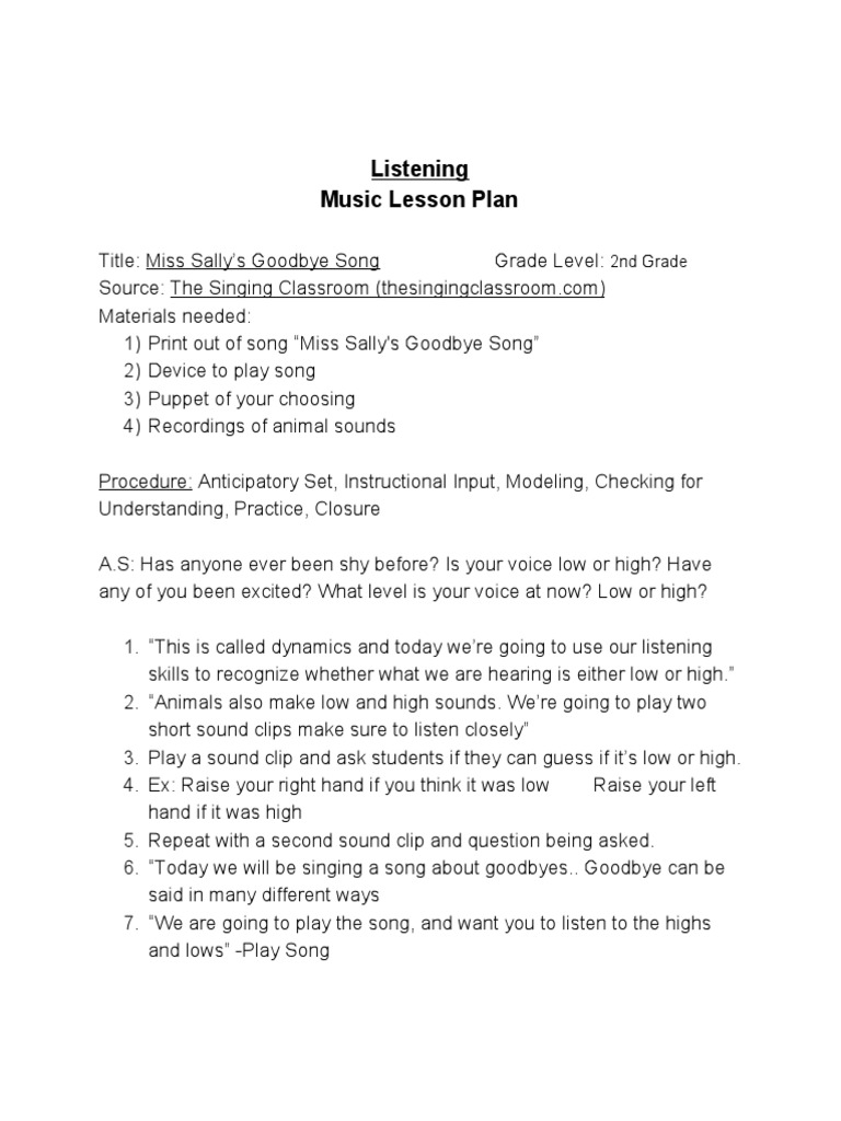 Listening Lesson Plan Brenda and Mayra | PDF | Psychology | Learning