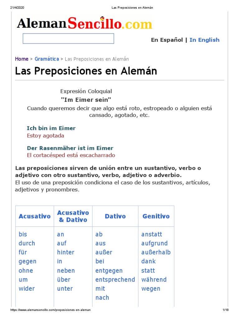 Las Preposiciones en Alemán | PDF | Preposición y Postposición | Unidades Semánticas