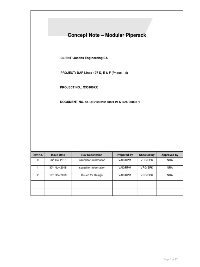 Concept Note - Modular Piperack Rev. 2 PDF | Download Free PDF ...