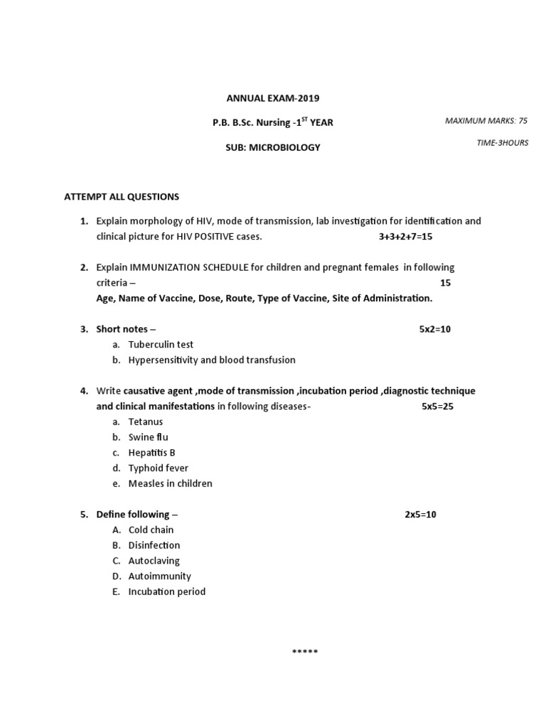 Microbio .PBBSC NURSING QUESTION PAPER | PDF