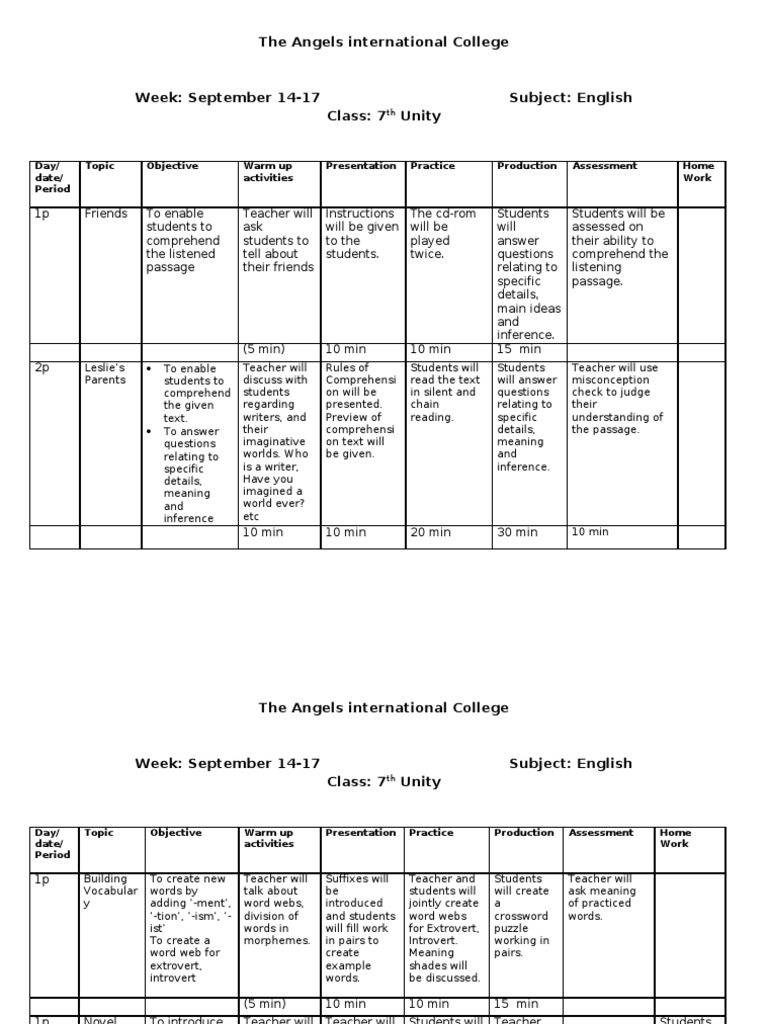 First Week English | PDF | Sherlock Holmes | Lesson Plan