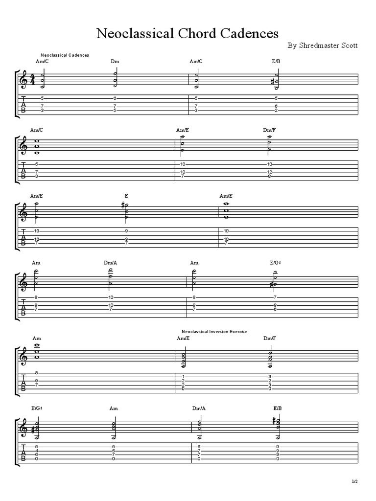Neoclassical Chord Cadences Guide | PDF | Pitch (Music) | Melody