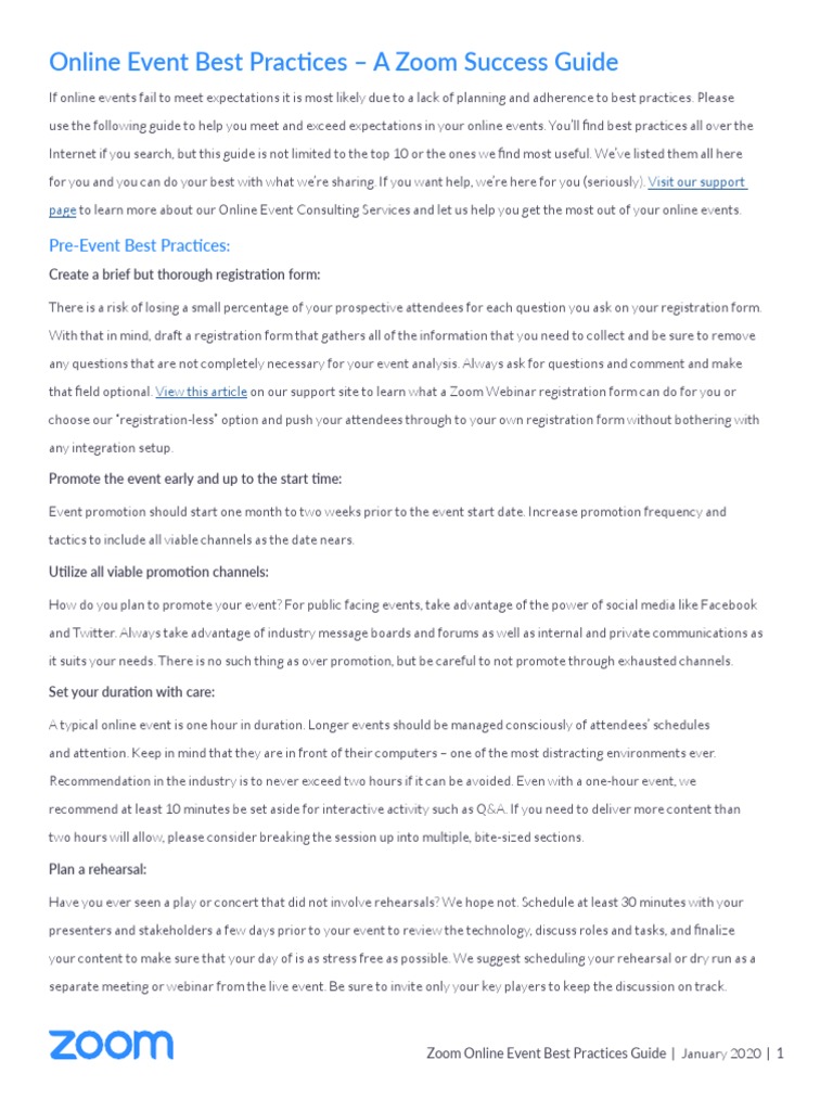 Zoom Online Event Best Practices | PDF | Web Conferencing | Internet Forum