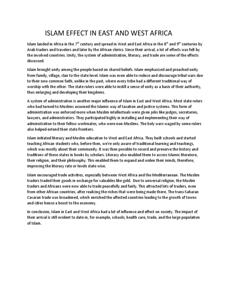 Islam Effect in East and West Africa - Edited | PDF | Africa | West Africa