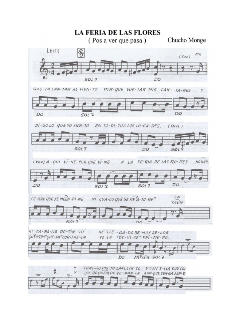 La Feria de las Flores: Letra y Acordes | PDF