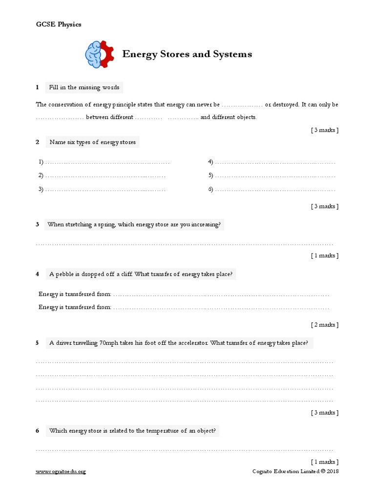GCSE Physics - Energy Stores and Systems 1 | PDF | Light | Waves