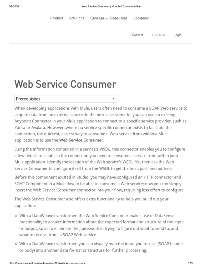 Web Service Consumer - MuleSoft Documentation PDF | PDF | Web Service ...