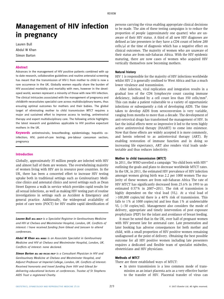 HIV Management in Pregnancy: Guidelines | PDF | Management Of Hiv/Aids ...