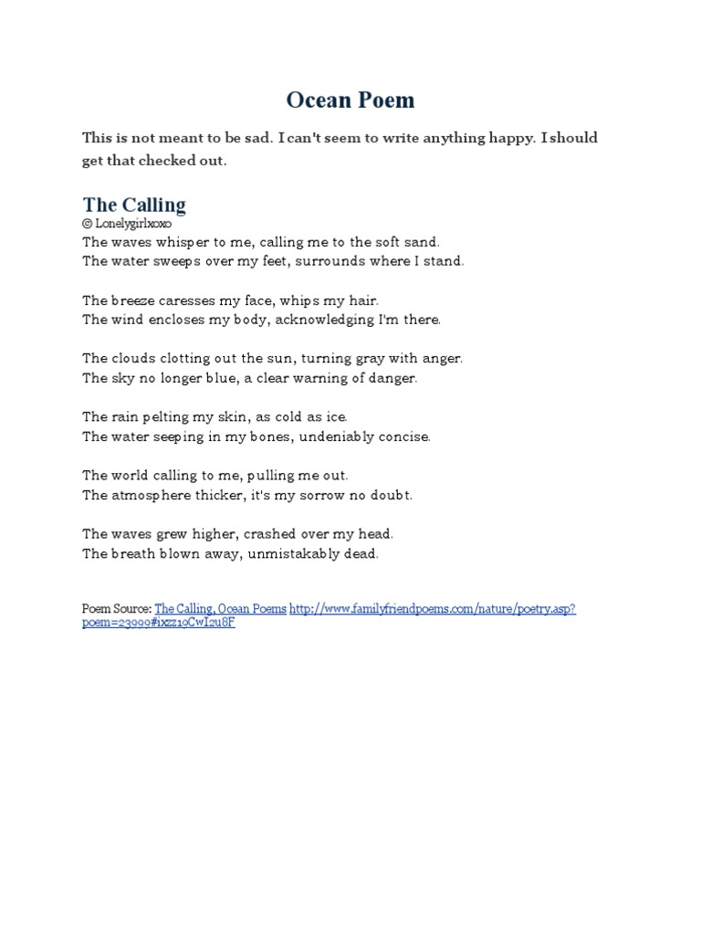 Ocean Poem | PDF | Nature