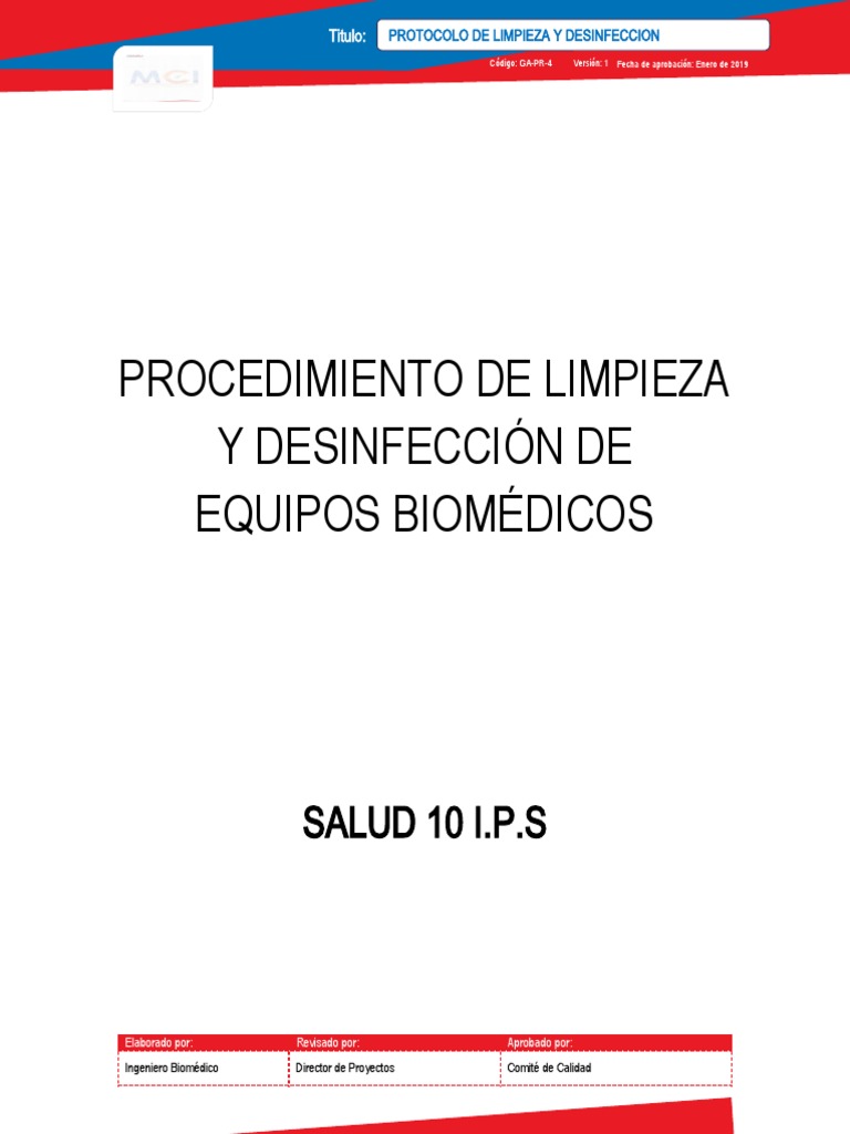 Protocolo Limpieza y Desinfeccion Salud 10 Ips | PDF | Esterilización (Microbiología ...