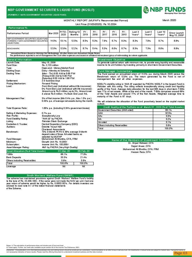 NBP Government Securities Liquid Fund (NGSLF) | PDF | Market Liquidity ...
