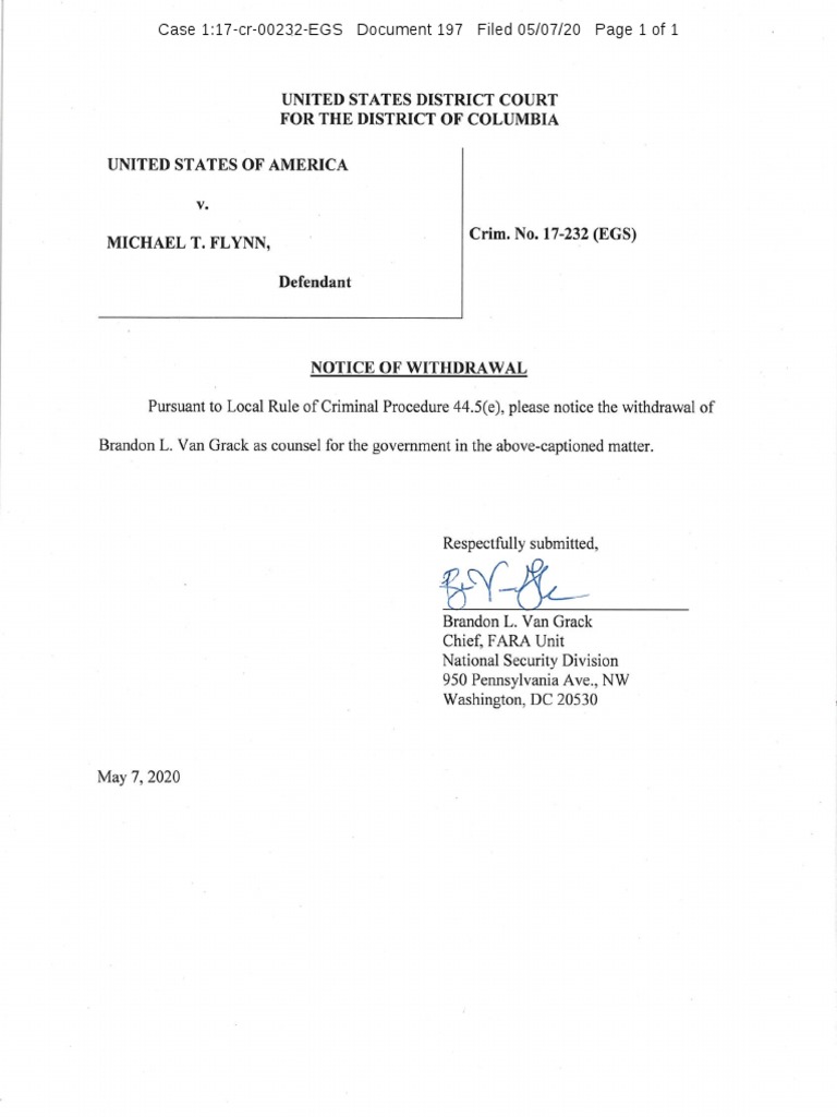 Brandon Van Grack Withdraw | PDF