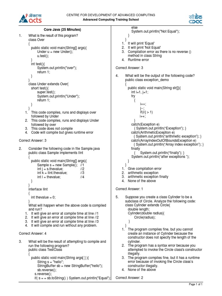 Core Java 25 Minutes Centre For Development Of Advanced Computing