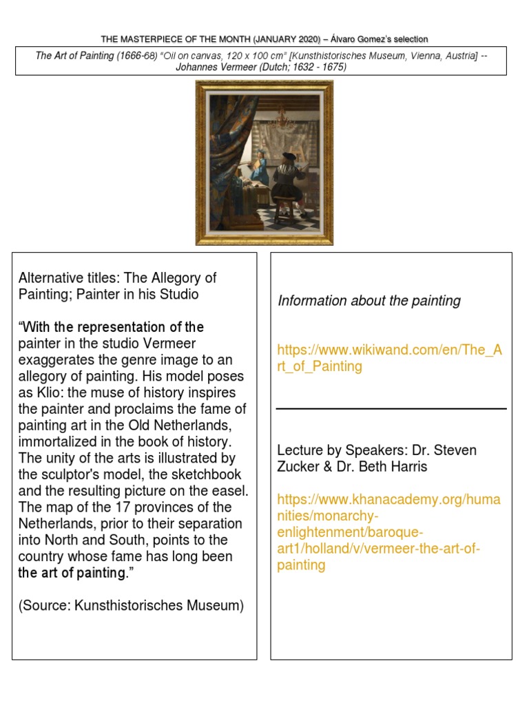 The Art of Painting by Johannes Vermeer | PDF | Social Science | Classics