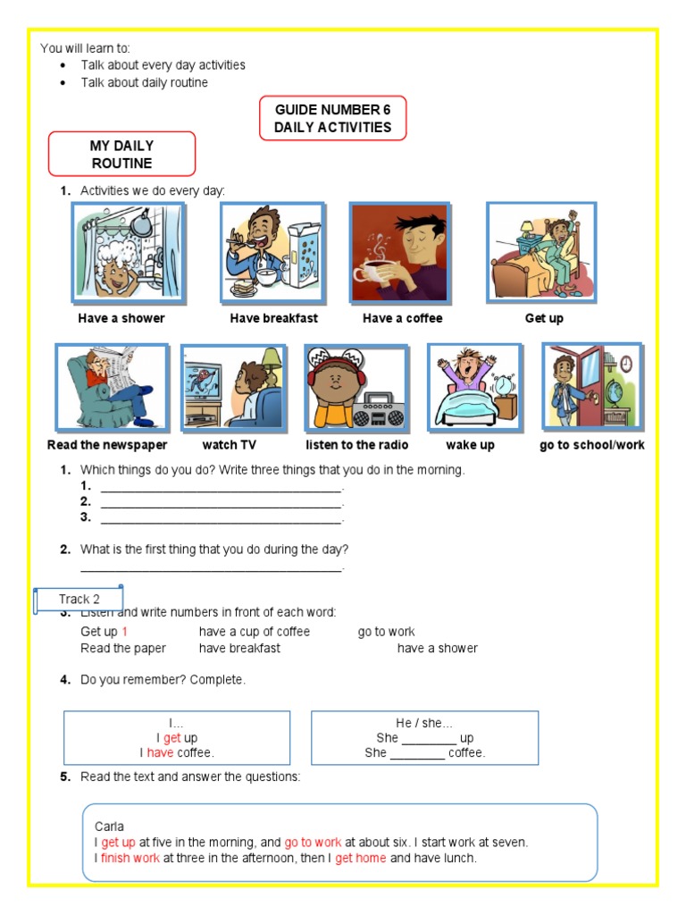 Guide Number 6 Daily Activities My Daily Routine | PDF | Adverb ...