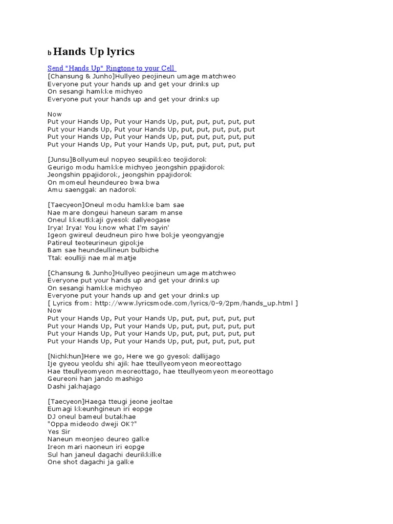 Hands Up Lyrics | PDF | Artists | Nature