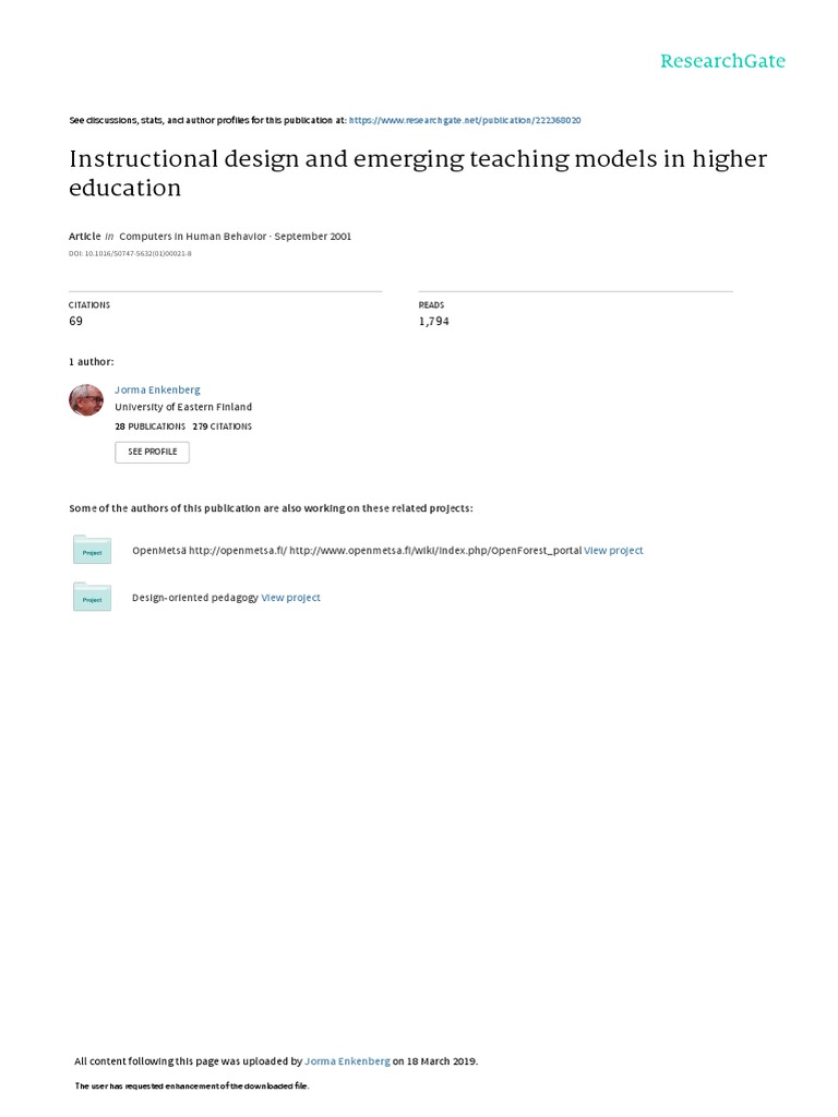 Instructional Design and Emerging Teaching Models in Higher Education ...