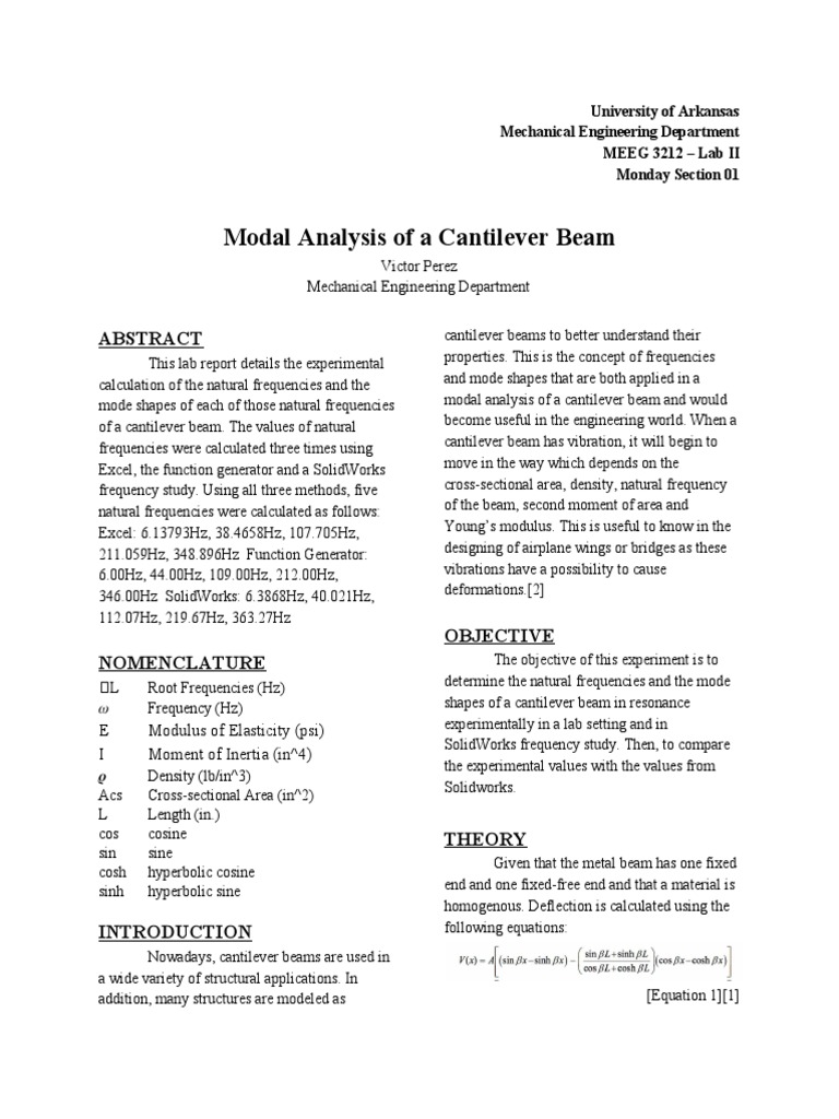 Modal Analysis of A Cantilever Beam | PDF | Resonance | Beam (Structure)
