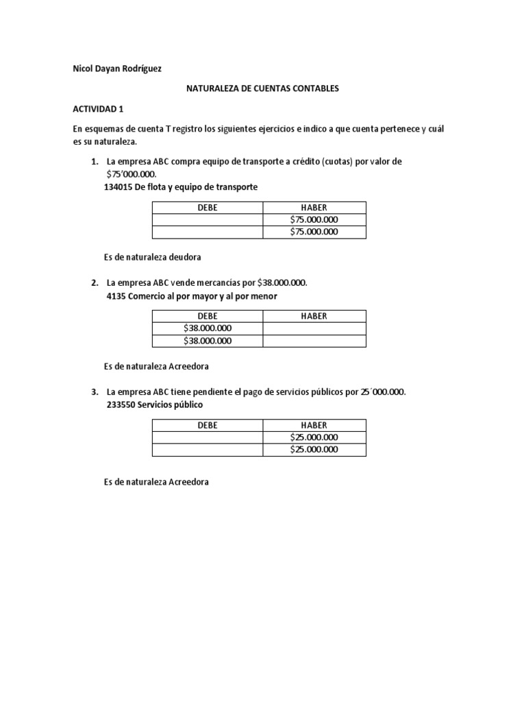 Naturaleza de Cuentas Contables | PDF | Contabilidad | Bancos