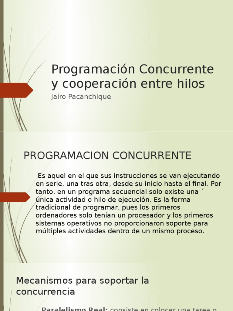 Programación Concurrente y cooperación entre hilos | PDF | Hilo (Computación) | Proceso ...