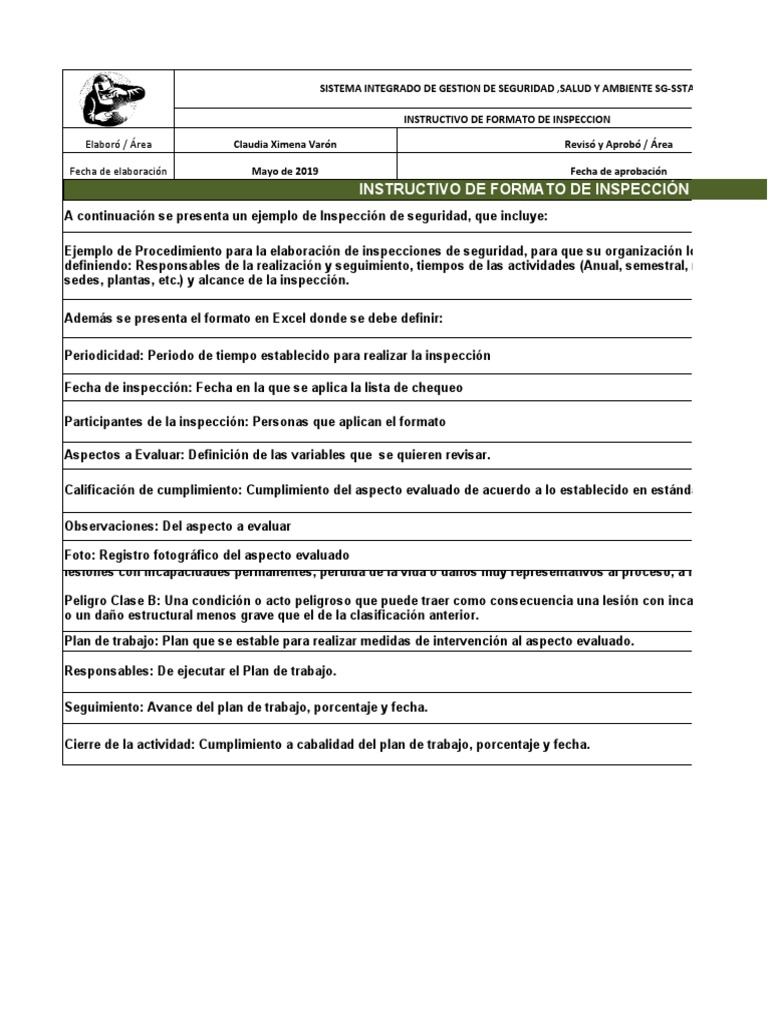 Procedimiento-Instructivo Inspecciones de Seguridad | PDF | Seguridad y ...