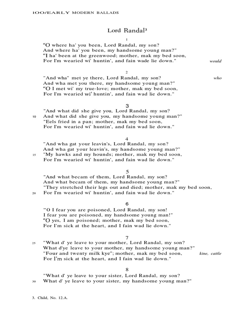 Lord Randap: Loo/Early Modern Ballads | PDF
