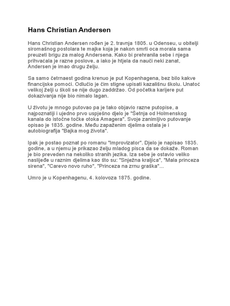 Hans Christian Andersen | PDF