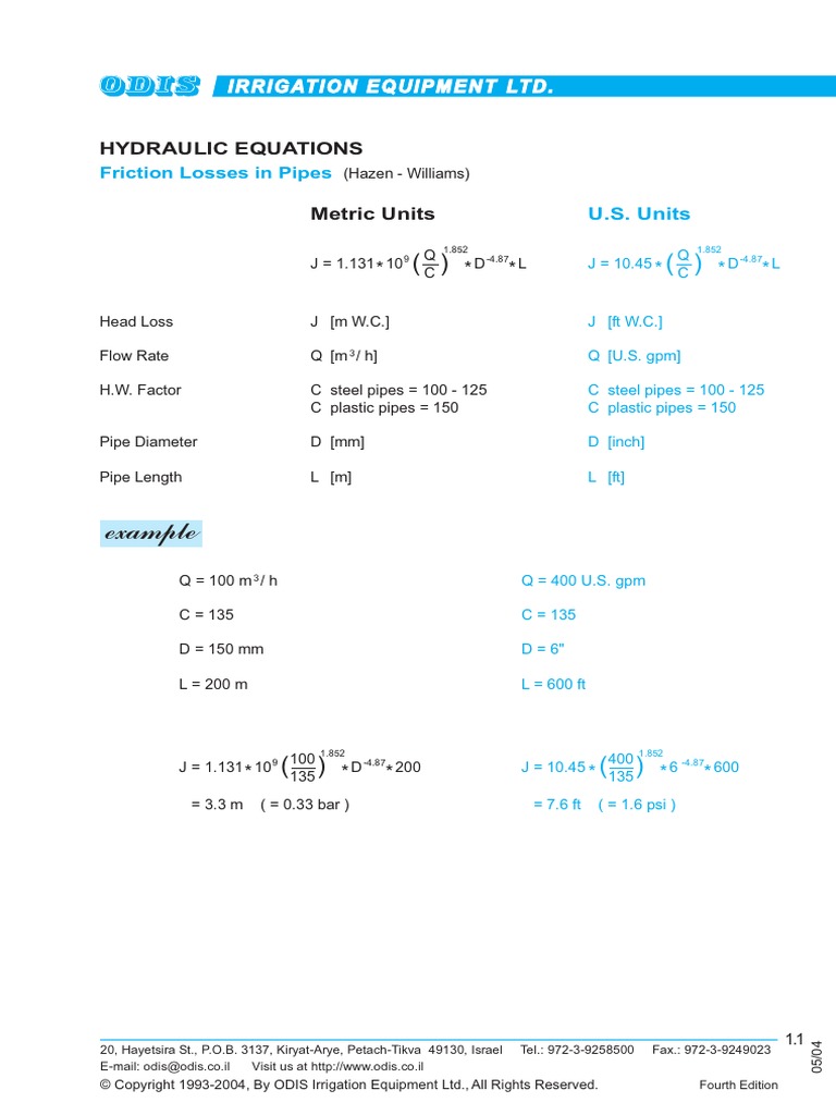 Hydraulic Equations | PDF