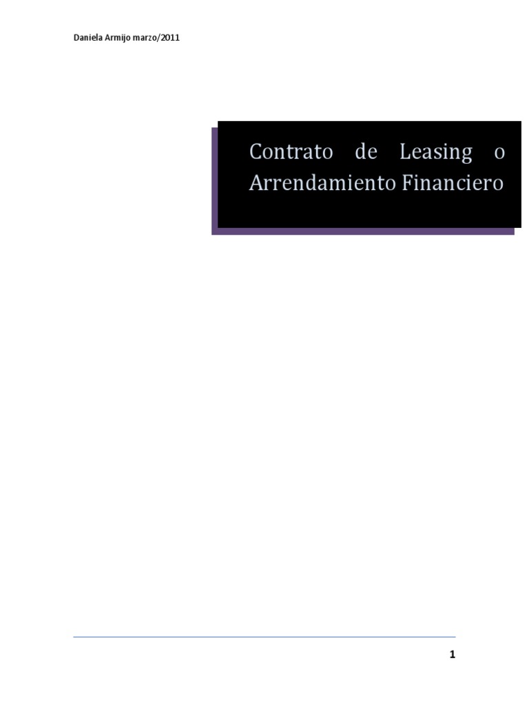 Contrato de Leasing o Arrendamiento Financiero | PDF | Arrendamiento ...