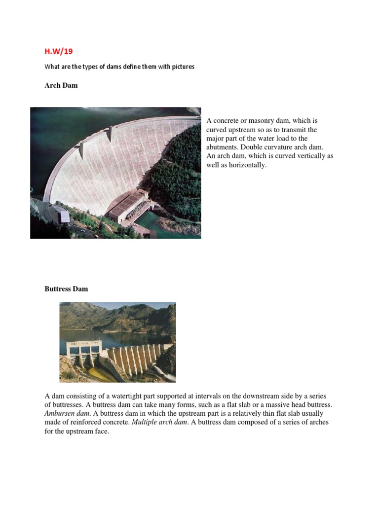 Arch Dam: What Are The Types of Dams Define Them With Pictures | PDF ...