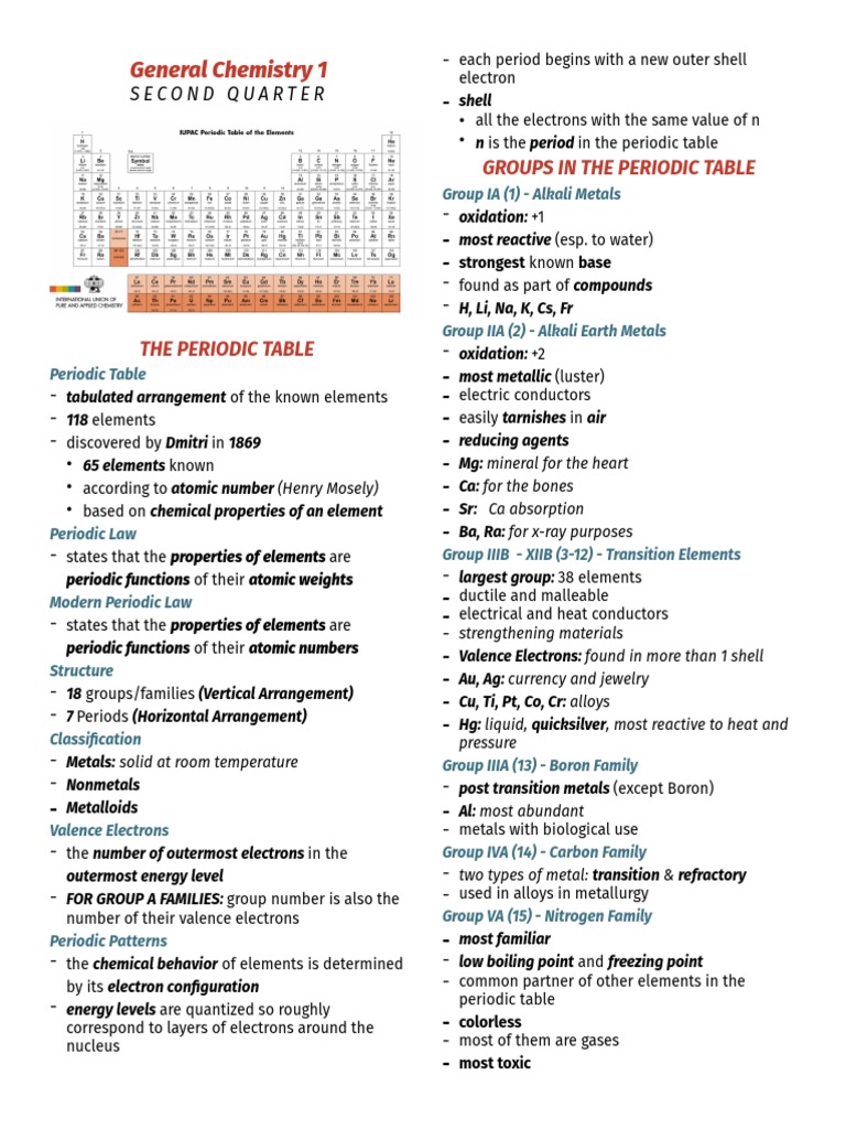 General Chemistry 1: Groups in The Periodic Table | PDF | Ionic Bonding ...