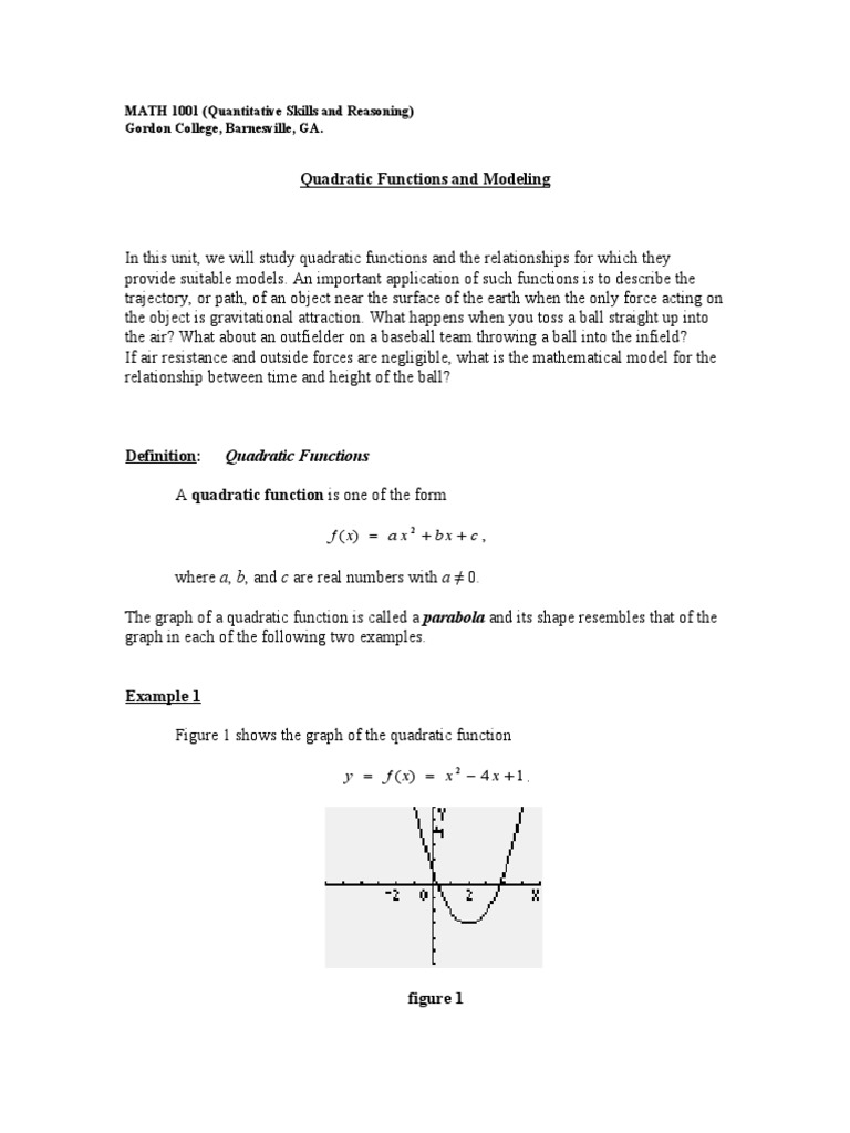 Quadratic Functions and Modeling | PDF | Teaching Mathematics ...