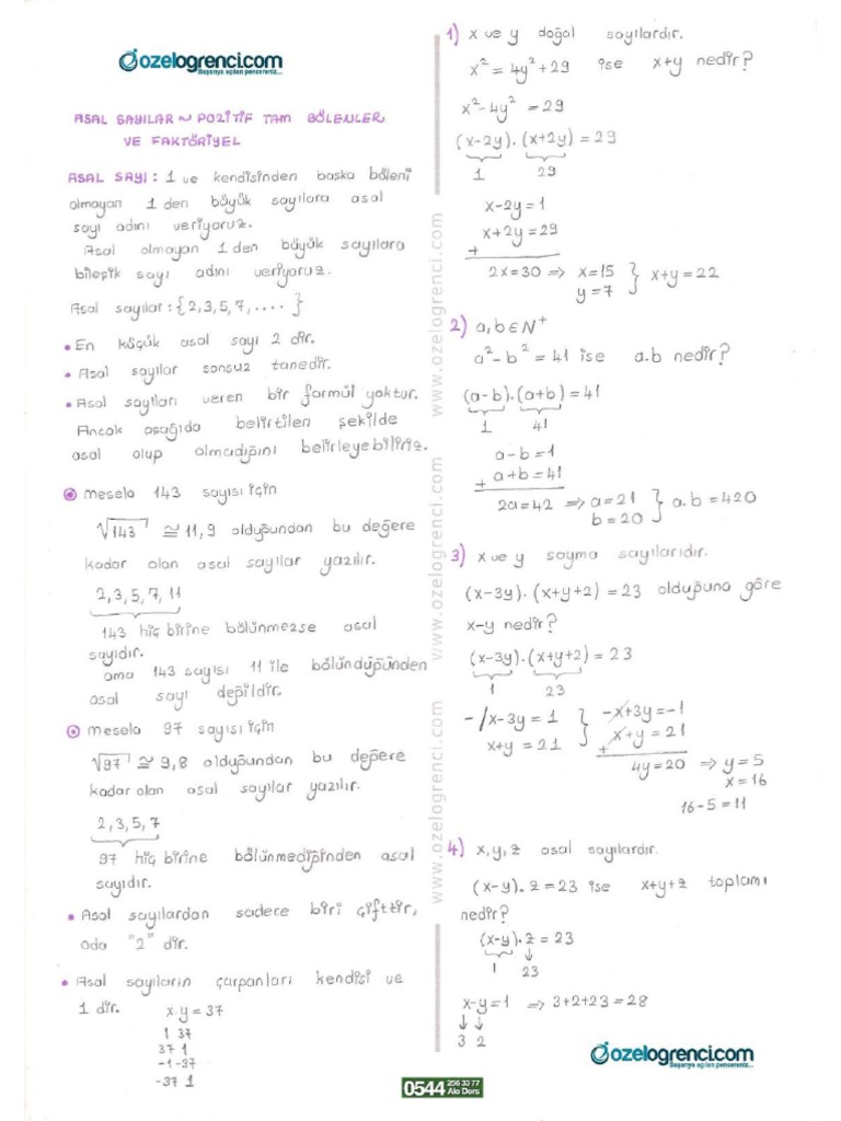 Matemat K Konu Anlatimli Ve Soru Z ML T M Konular Ders Notu 2 | PDF