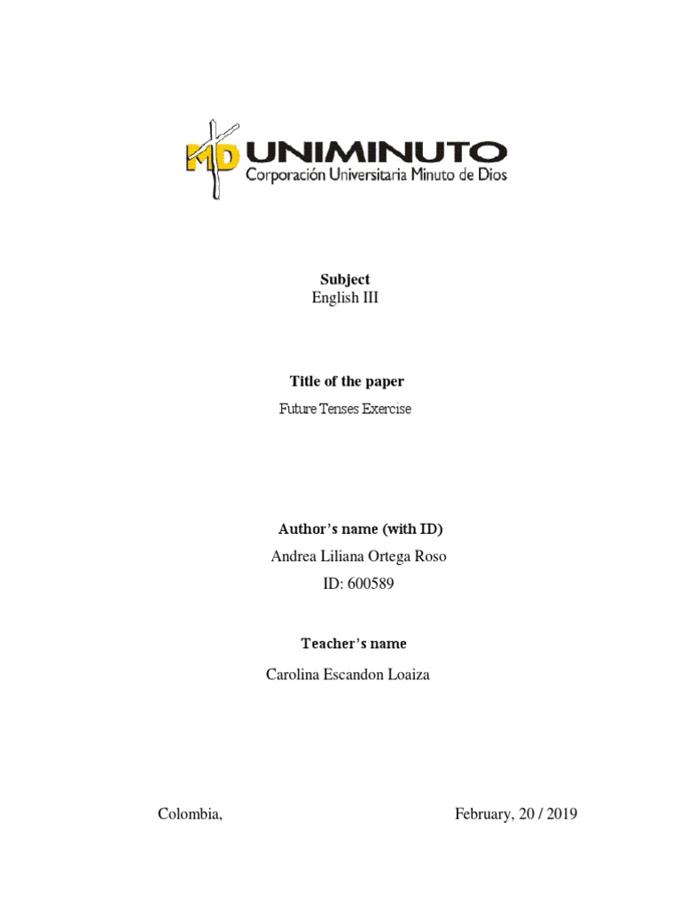 Unit 1 Week 2 Future Task Future Tenses Excercise | PDF