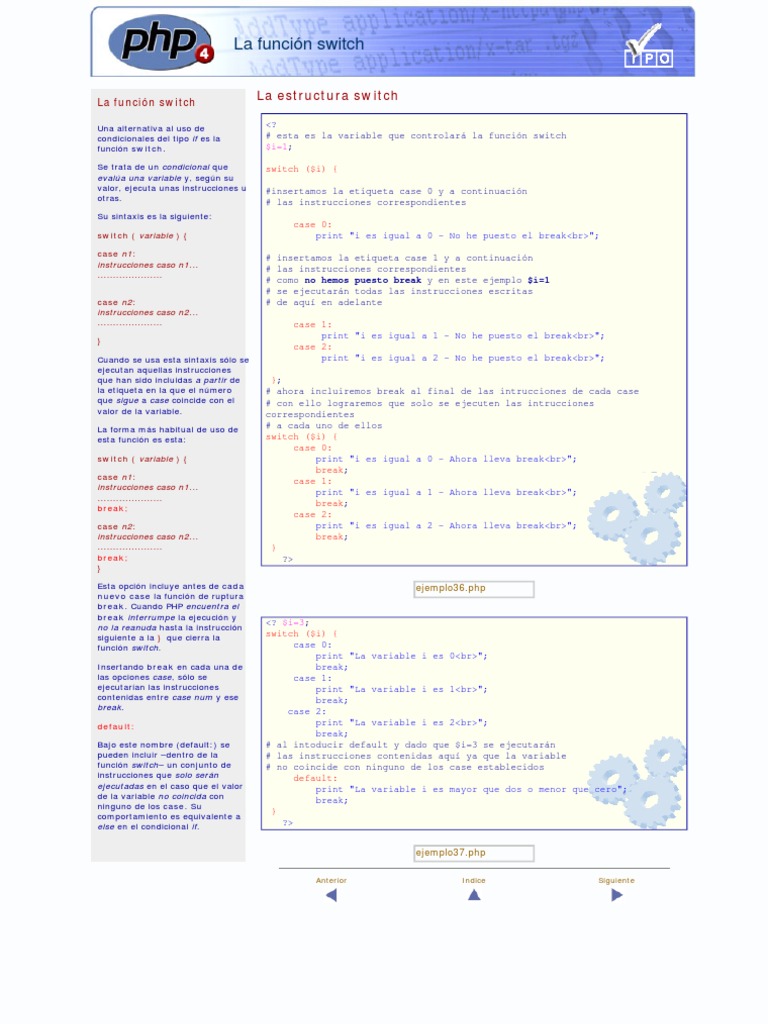 38 PHP. La Funcion Switch | PDF | Programación de computadoras | Áreas ...