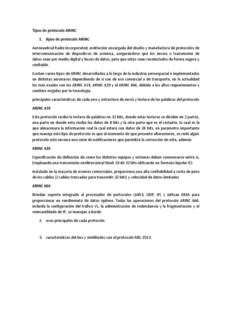 Tipos de Protocolo ARINC Final | PDF