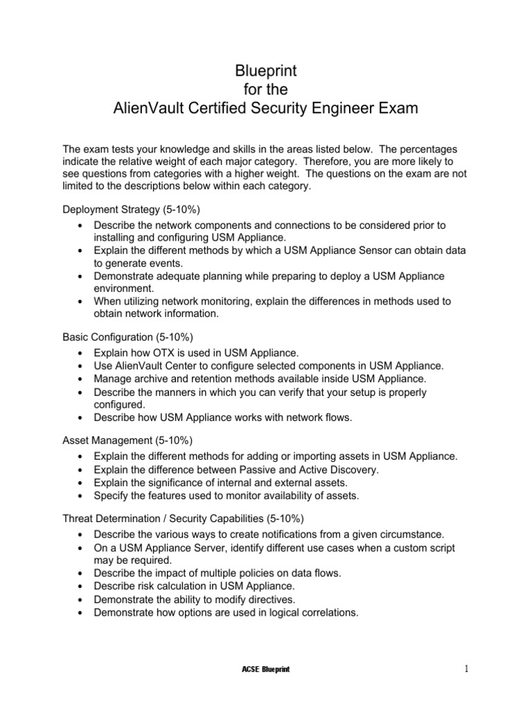 Blueprint For The Alienvault Certified Security Engineer Exam | PDF ...