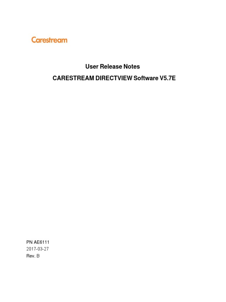 CARESTREAM DIRECTVIEW Software V5.7E User Release Notes | PDF | Domain ...