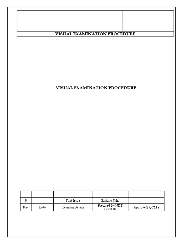 Visual Examination Procedure | PDF | Nondestructive Testing | Welding